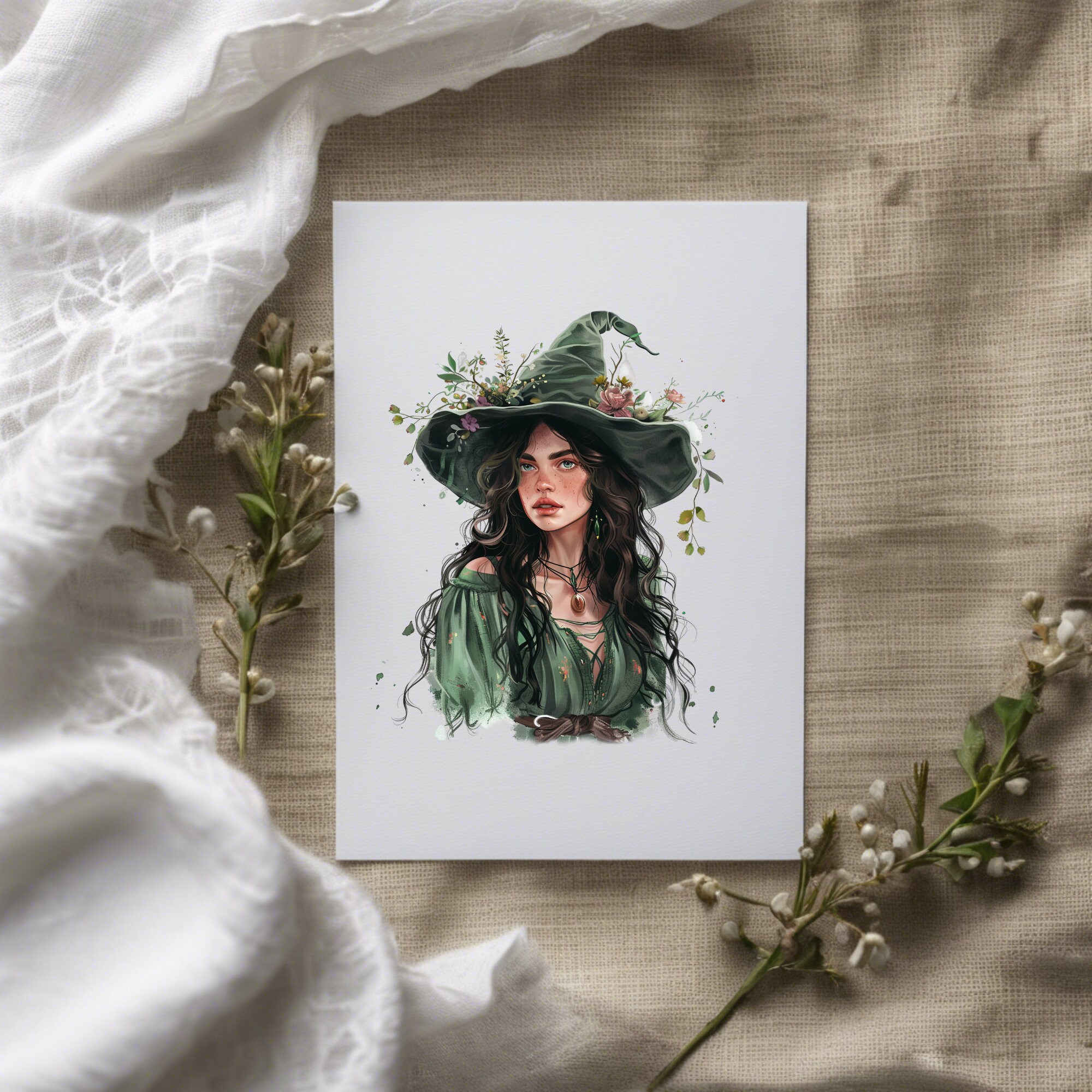 Earth Witch Watercolor Clipart Png Bundle, Witchcraft, Witchy Clipart ...