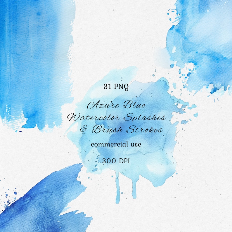 Blue Watercolor Splash Clipart Set, Splash Png, Commercial Use, Blue ...
