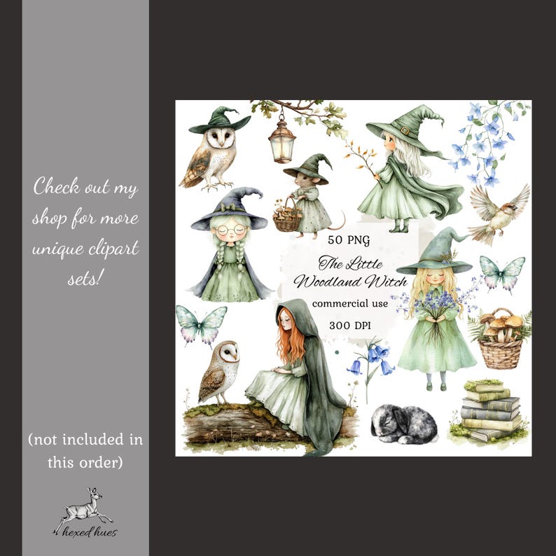 Watercolor Pink Witch Clipart Png Bundle, Cute Witch Clipart, Whimsical ...