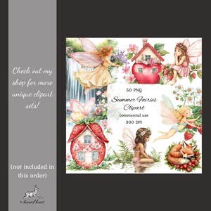 Watercolor Spring Fairy Clipart Png Bundle, Pink Fairy Clipart, Magical ...