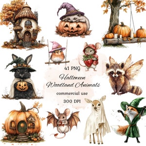 Pink Halloween Clipart Png Bundle, Pastel Halloween, Watercolor ...