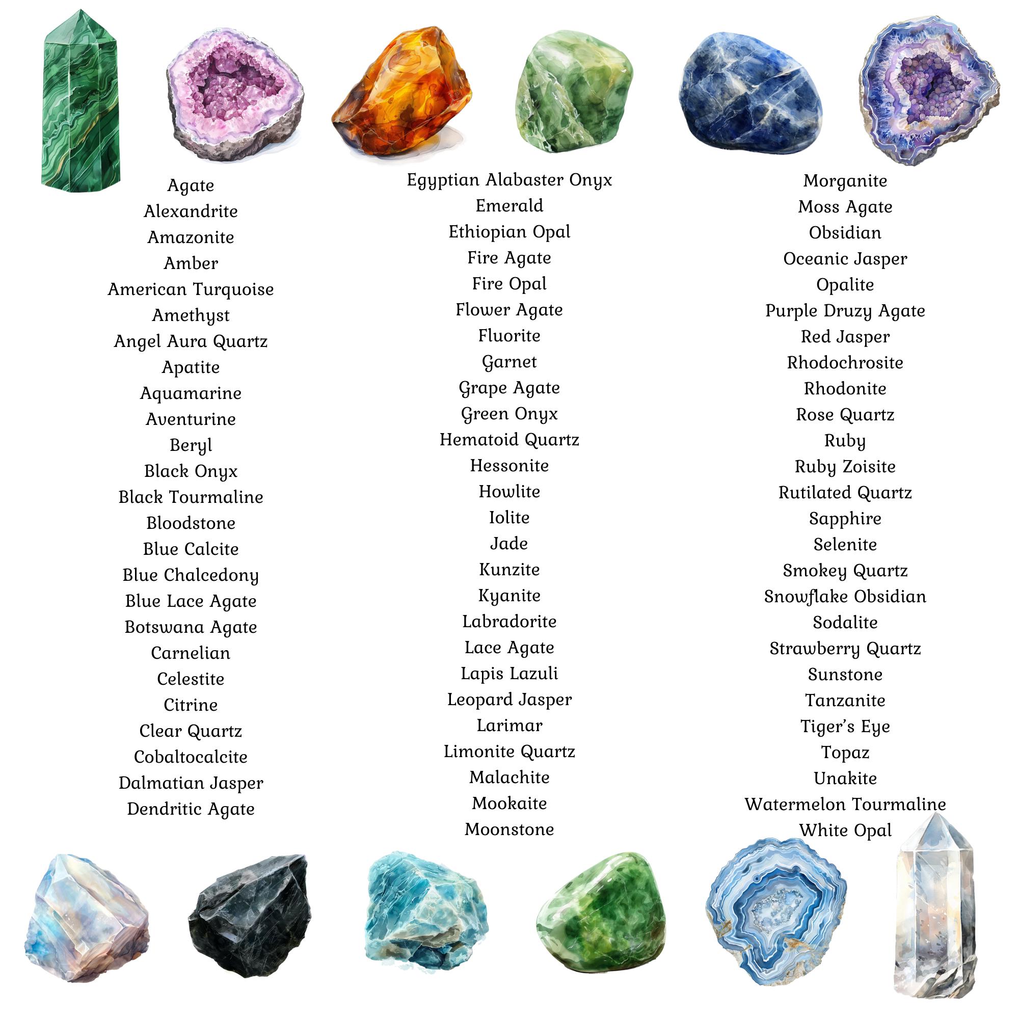 Crystal Gemstones Watercolor Clipart Png Bundle, Crystals Clipart ...