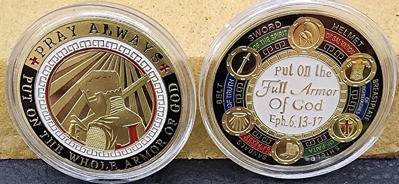 Christian Challenge Coin, Armor of God Put on the Whole Armor of God ...