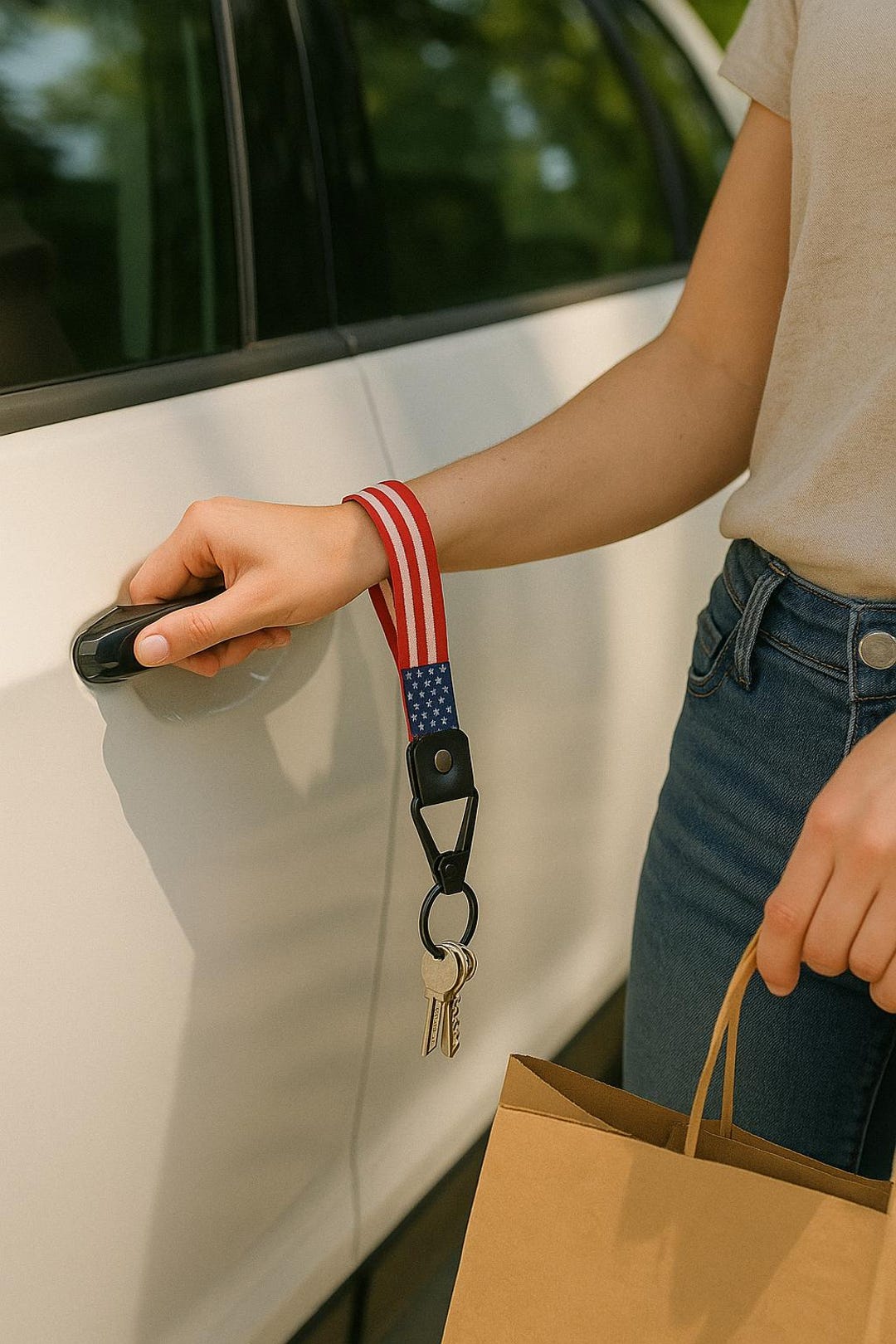 American Flag Wristlet Keychain | Hands-free Car Keys Strap - Etsy