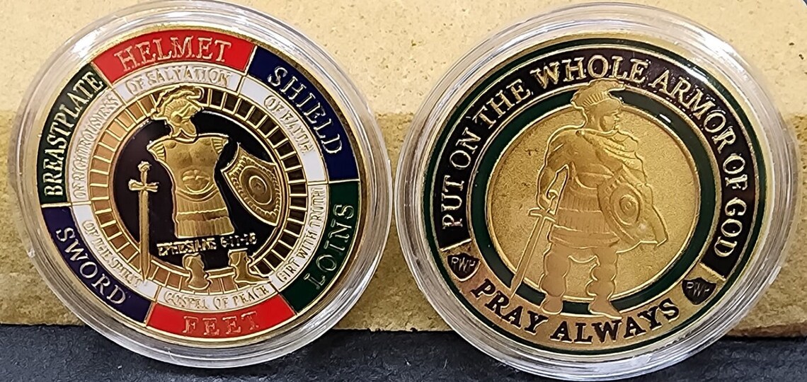 Christian Challenge Coin, Armor of God Put on the Whole Armor of God ...