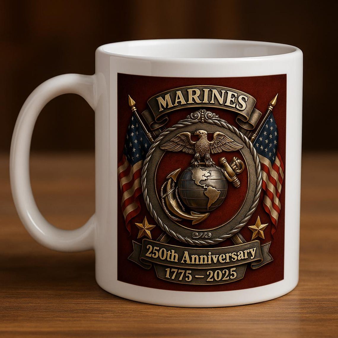 Marines 250th Anniversary Emblem • Patriotic Military Decor • 1775–2025 ...