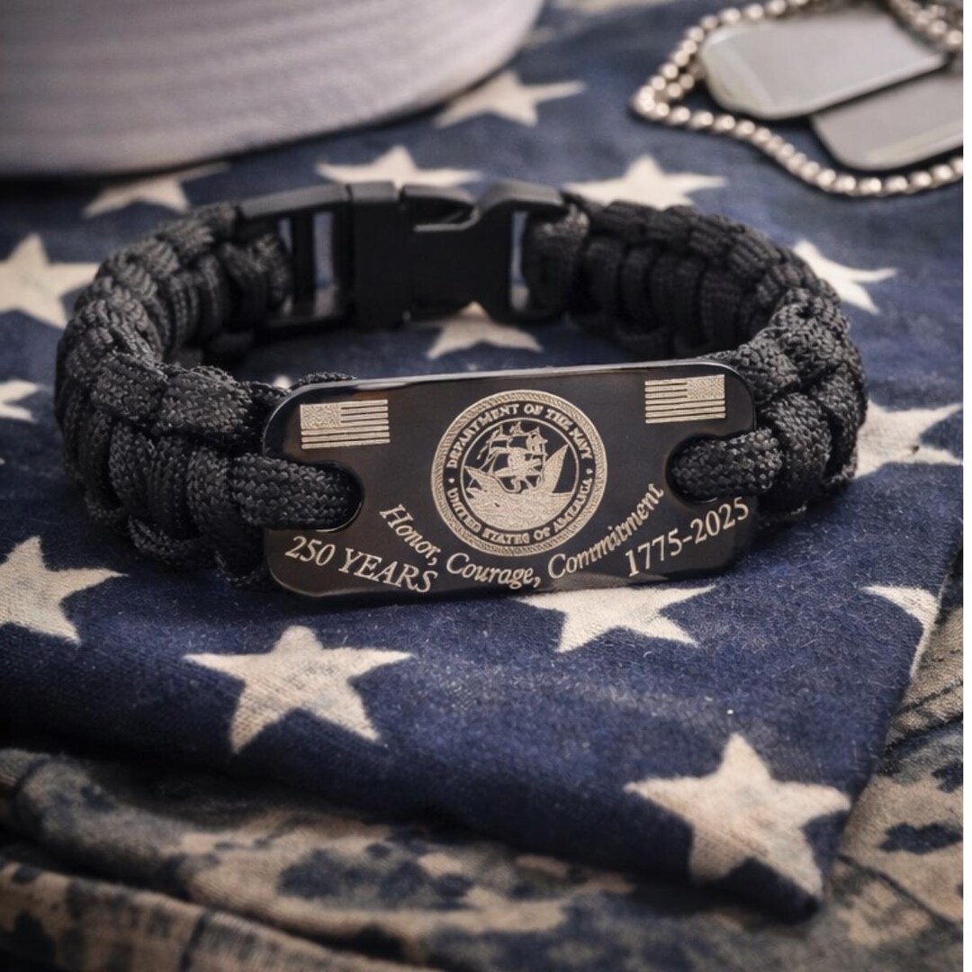 Navy Paracord Bracelet Custom Sailor Gift With Initials - Etsy