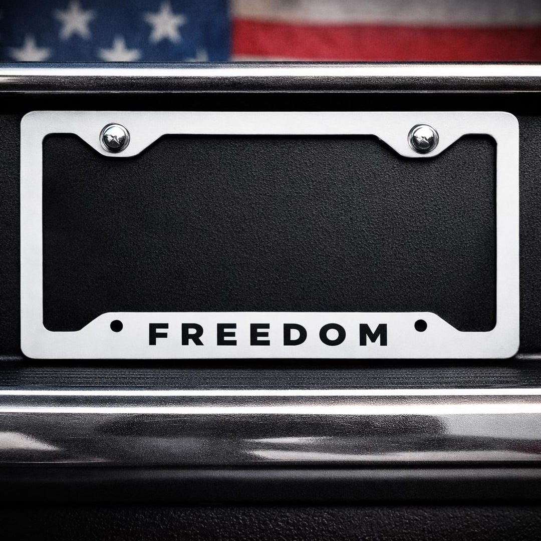 Freedom License Plate Frame Patriotic Metal Car Tag Holder USA Auto ...