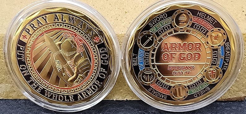 Christian Challenge Coin, Armor of God Put on the Whole Armor of God ...