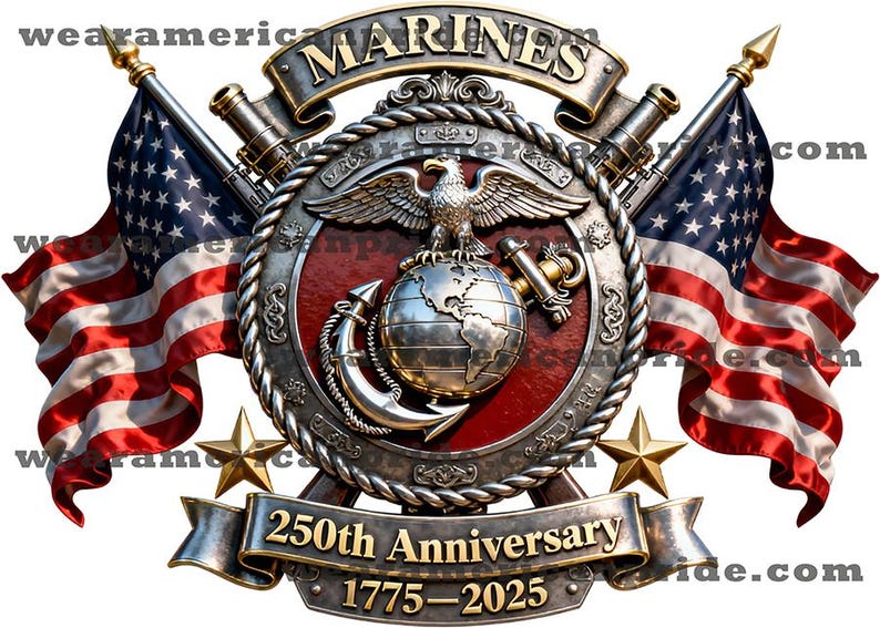 Marines 250th Anniversary Emblem • Patriotic Military Decor • 1775–2025 ...