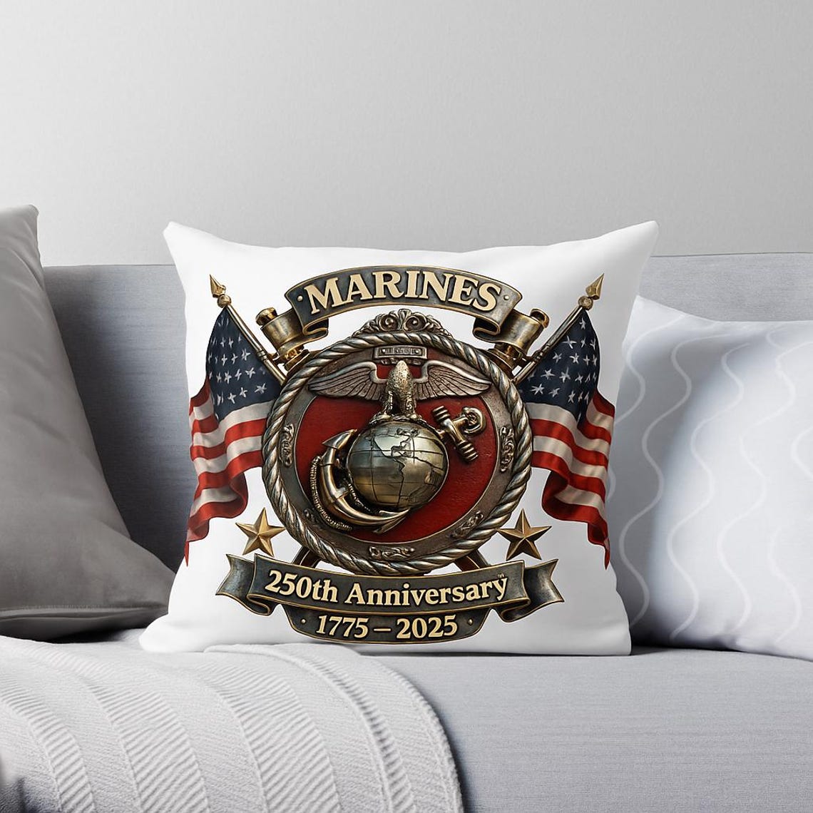 Marines 250th Anniversary Emblem • Patriotic Military Decor • 1775–2025 ...