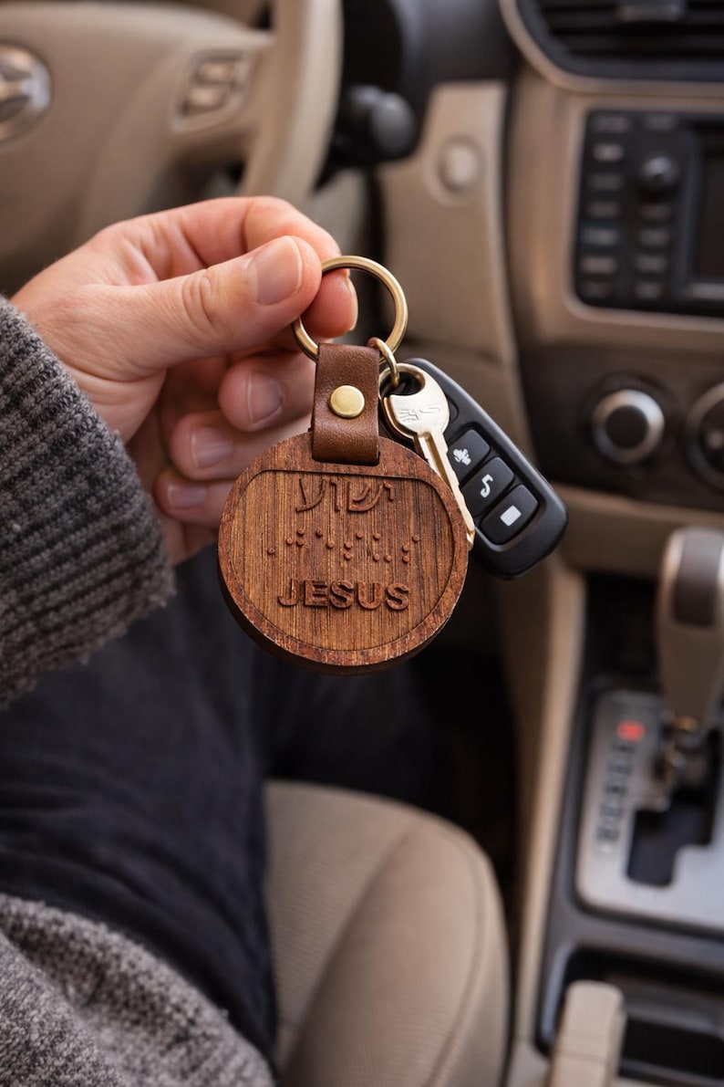 Custom Braille Keychain, Tactile Engraved Wooden Key Ring for Low ...