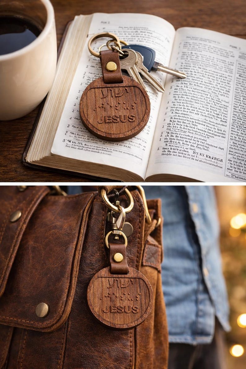 Custom Braille Keychain, Tactile Engraved Wooden Key Ring for Low ...