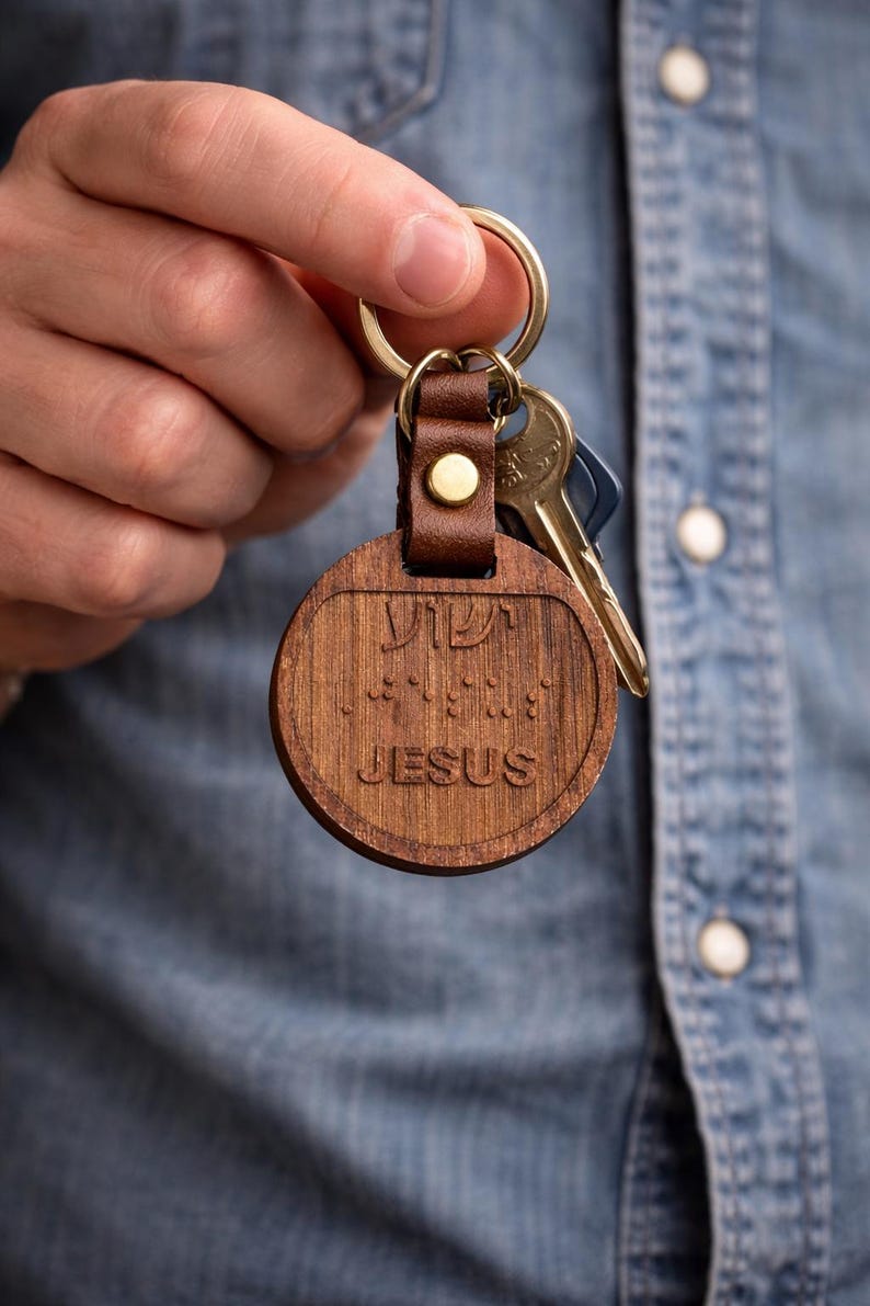 Custom Braille Keychain, Tactile Engraved Wooden Key Ring for Low ...