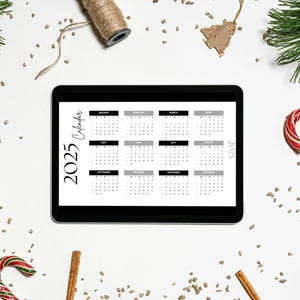 Printable Year Planner 2025 and 2026 Minimalist Calendar Black,gray ...