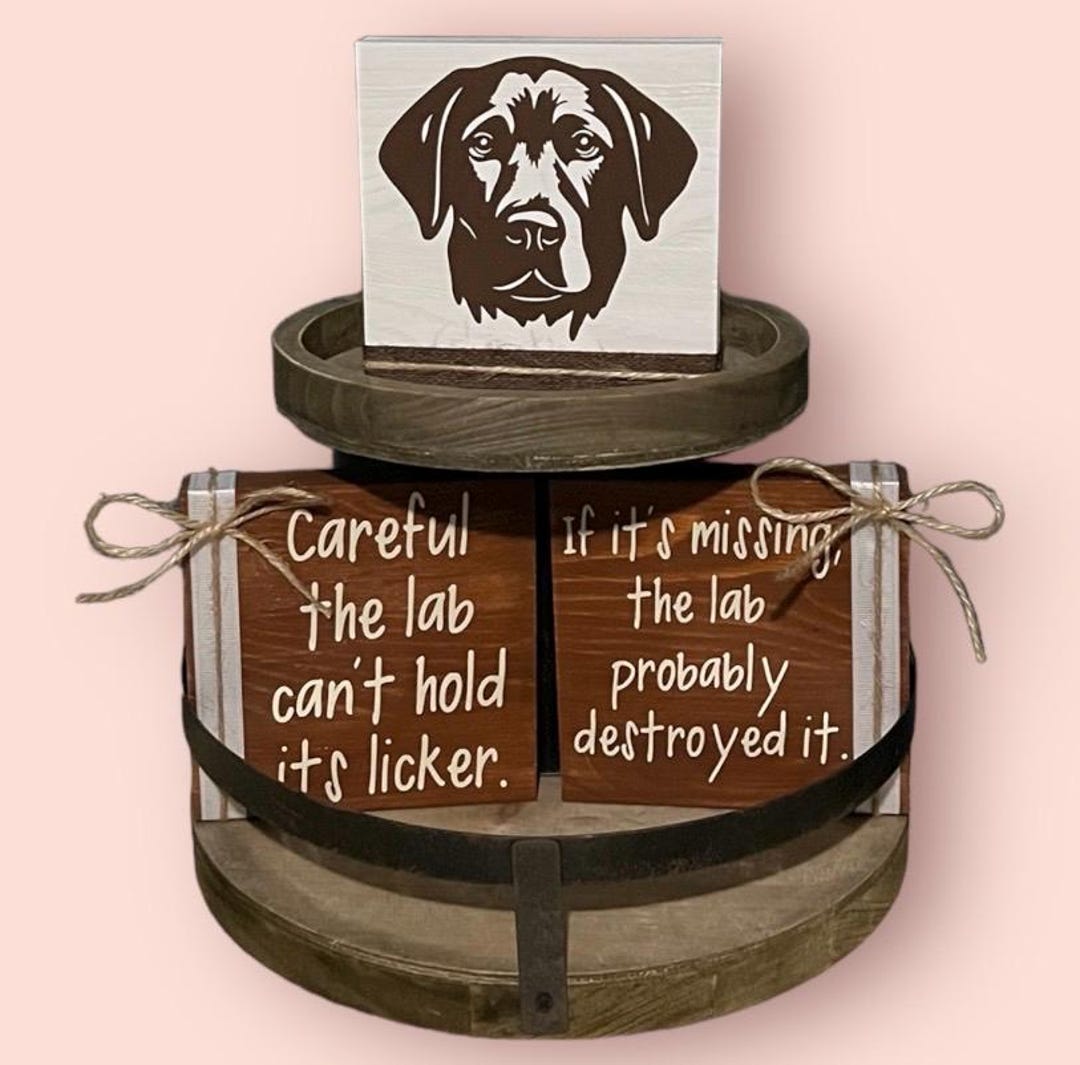 Chocolate Labrador Funny Sayings Tray Tabletop Decor Set - Chocolate ...