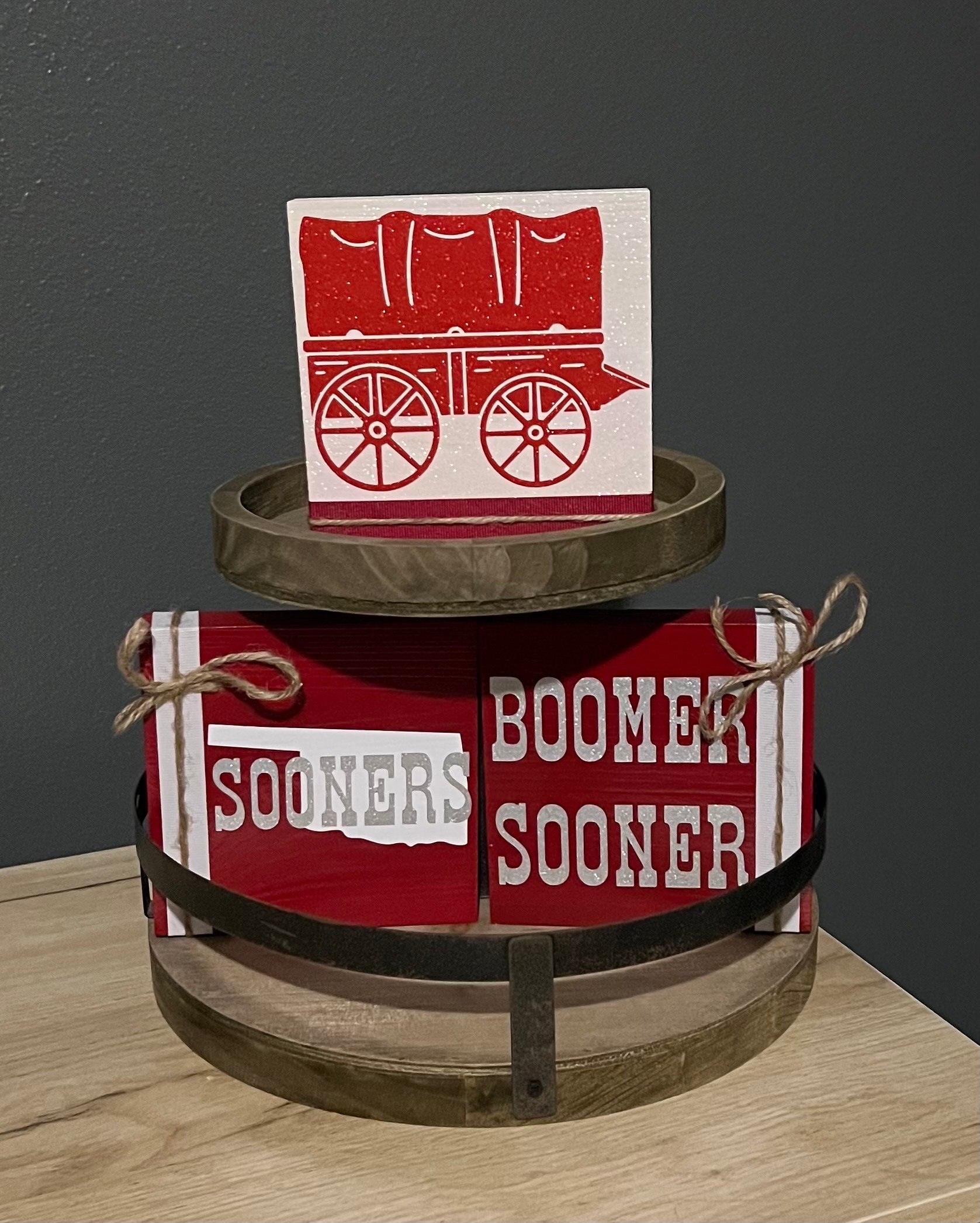 Oklahoma Sooners Tabletop Decor Set Oklahoma Sooners - Etsy