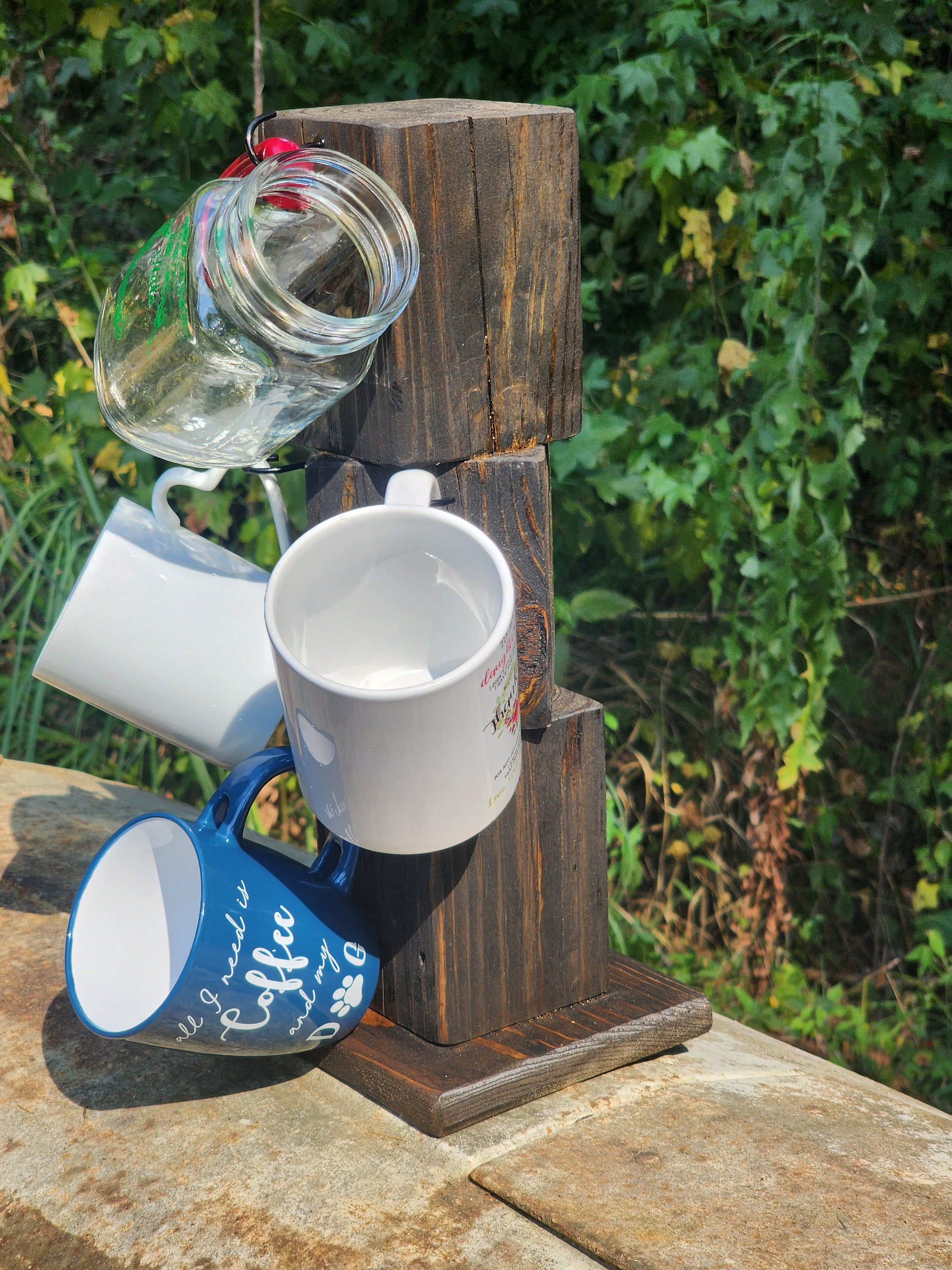 Wooden Coffee Cup Holder Farmhouse Coffee Mug Stand Kitchen - Etsy