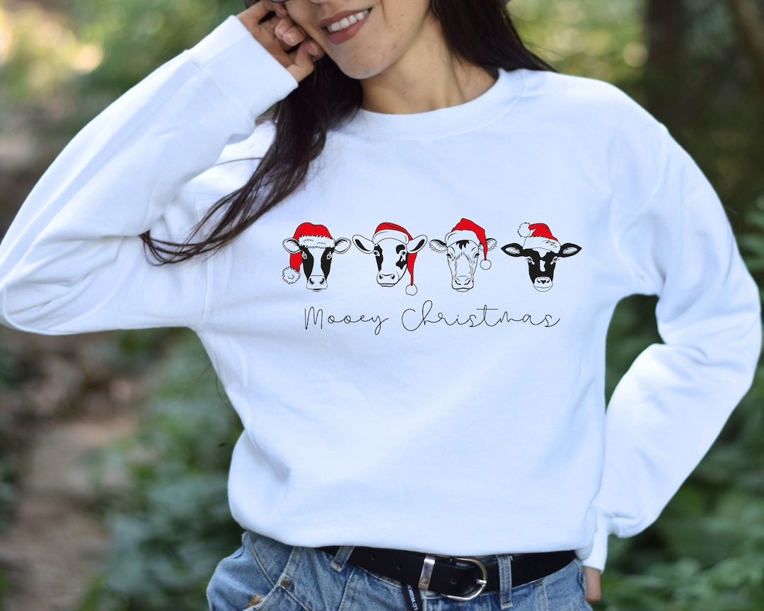 Сute Christmas Cows Sweatshirt, Mooey Christmas Sweater, Funny ...