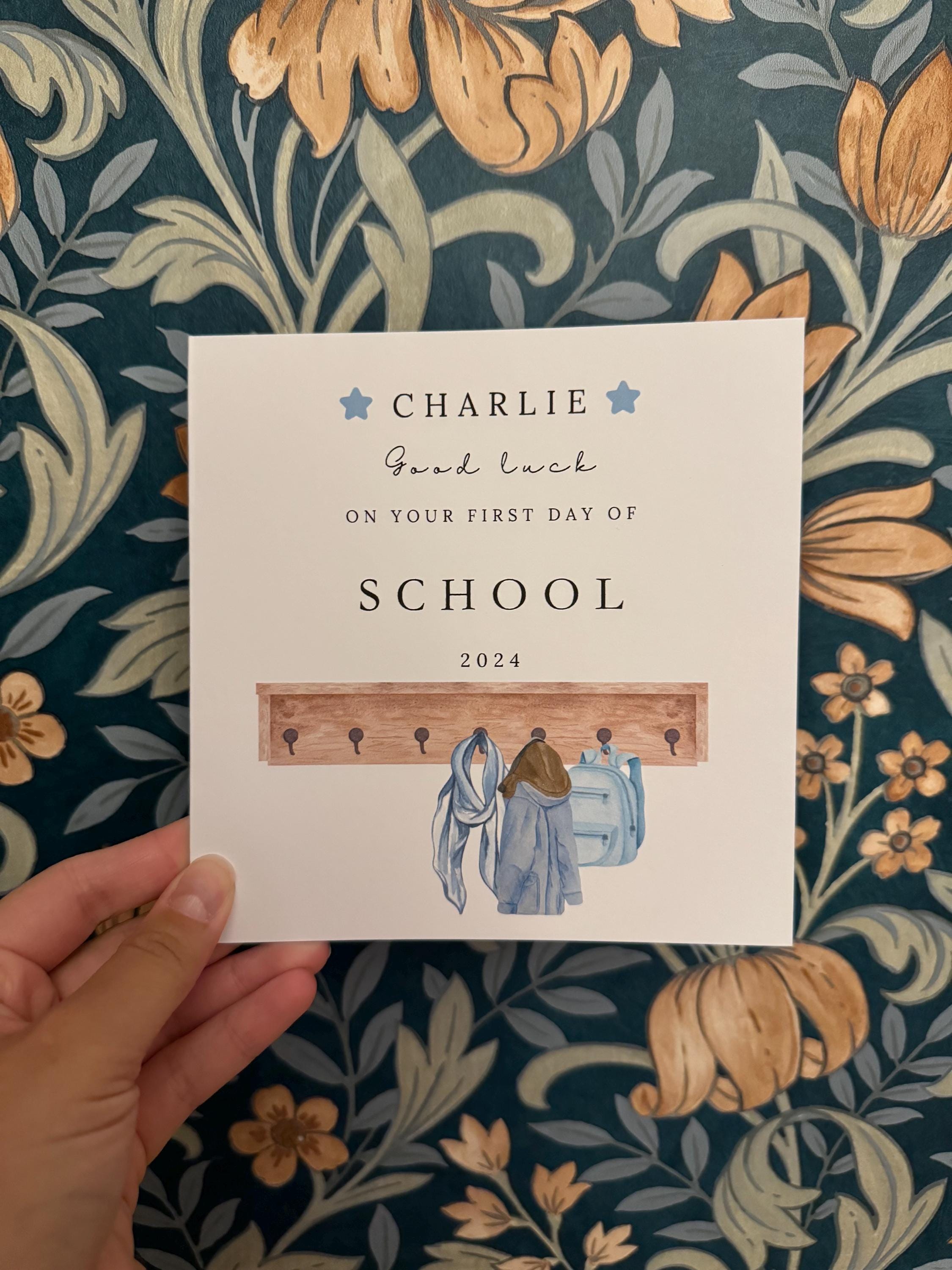 Personalised First Day of School Card for Kids | Custom Name Good Luck ...