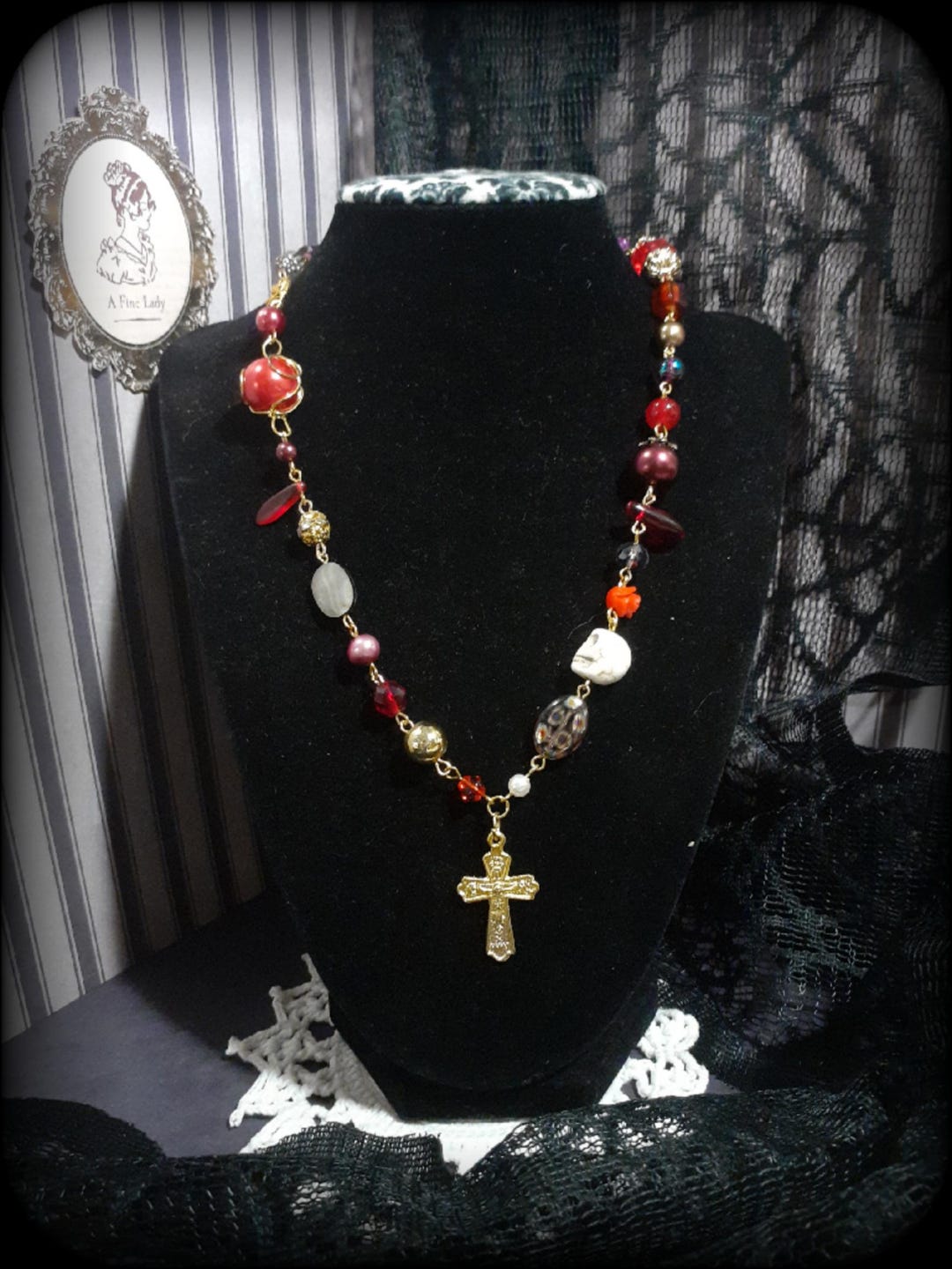 Blood Red Vampire Gothic Romantic Halloween Dark Aesthetic Mixed Beaded ...