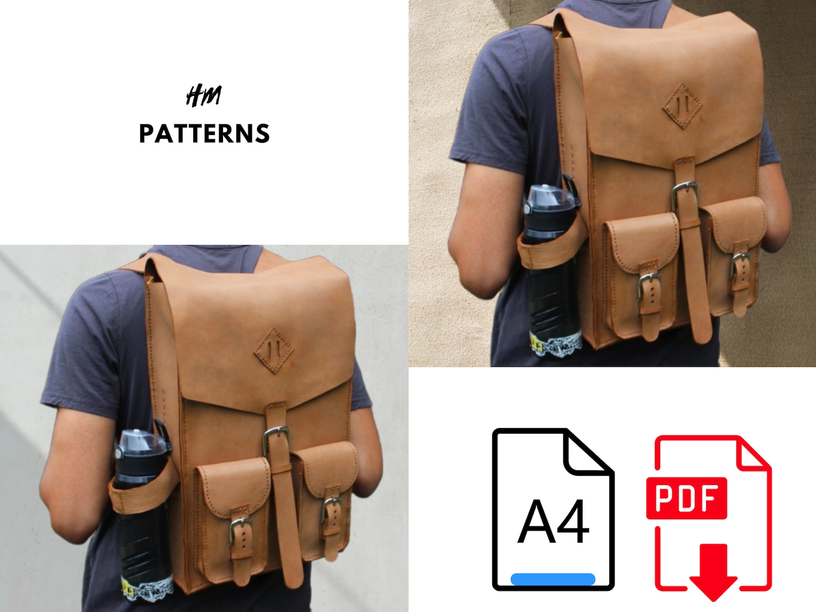 Leather Bag Pattern Pdf, Backpack Pattern Pdf, Backpack Leather Bag Pattern, Backpack Pattern ...