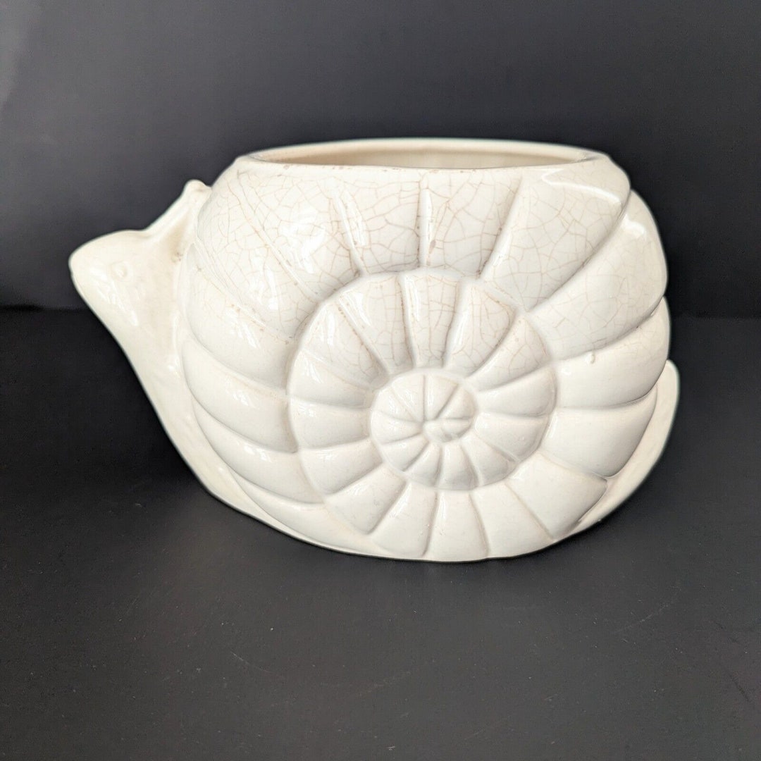 Vintage White Ceramic Snail Planter Made in Japan 4" Opening 5" High - Etsy
