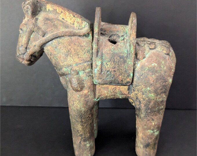 Vintage Japanese Haniwa Cast Iron Horse Figurine Censer With Removable ...