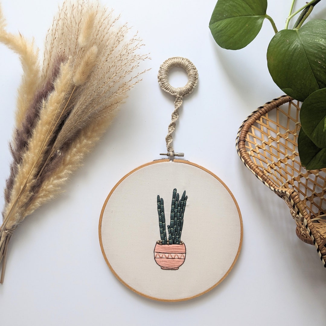 Handmade Embroidery Sansevieria Cylindrica Vintage Hoop Handmade ...