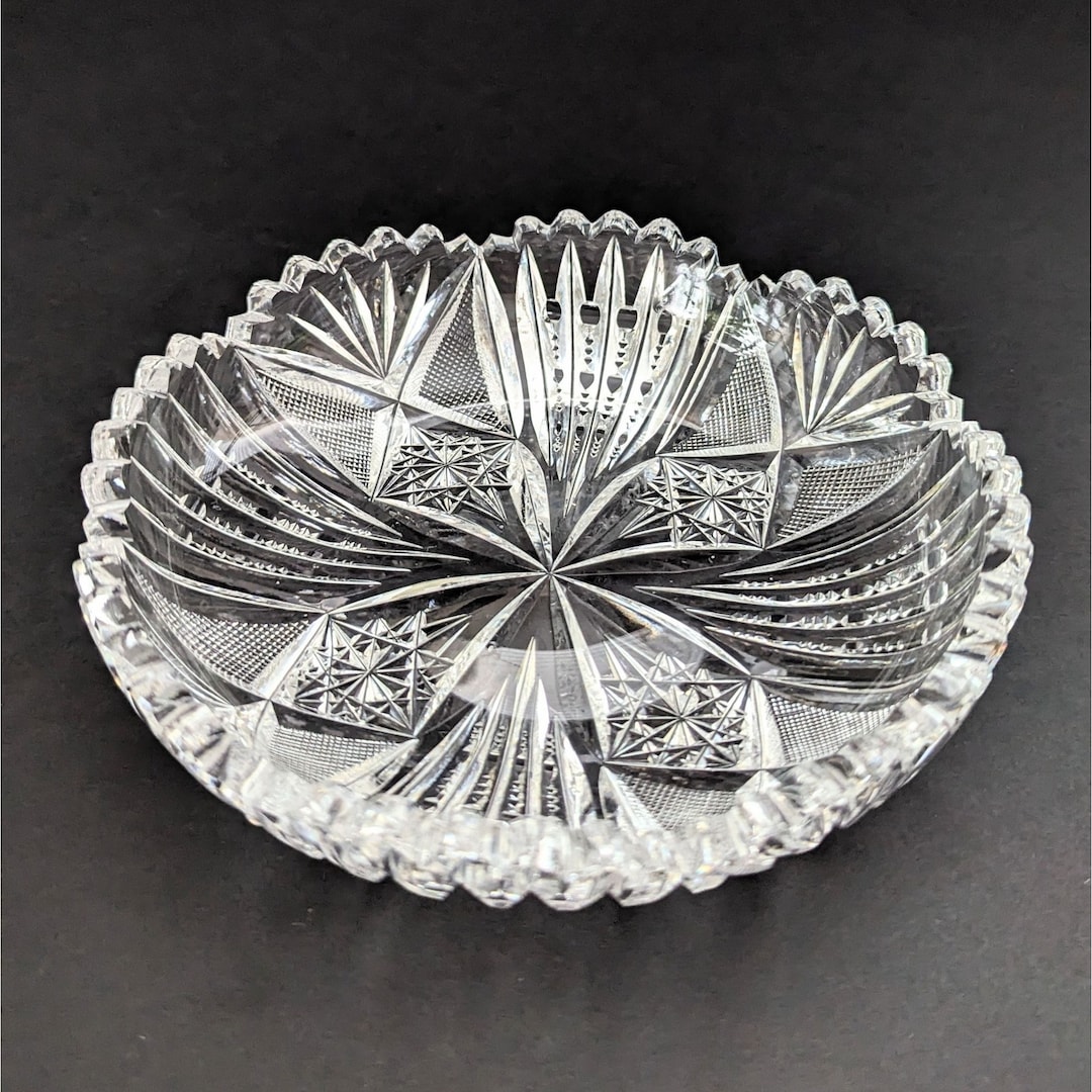 Antique ABP American Brilliant Cut Glass Small Round Bowl Dish 6" - Etsy