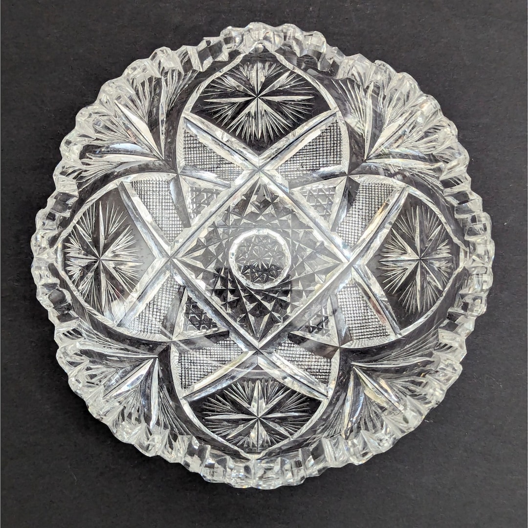 Antique ABP American Brilliant Cut Glass Small Round Bowl Dish 5" - Etsy