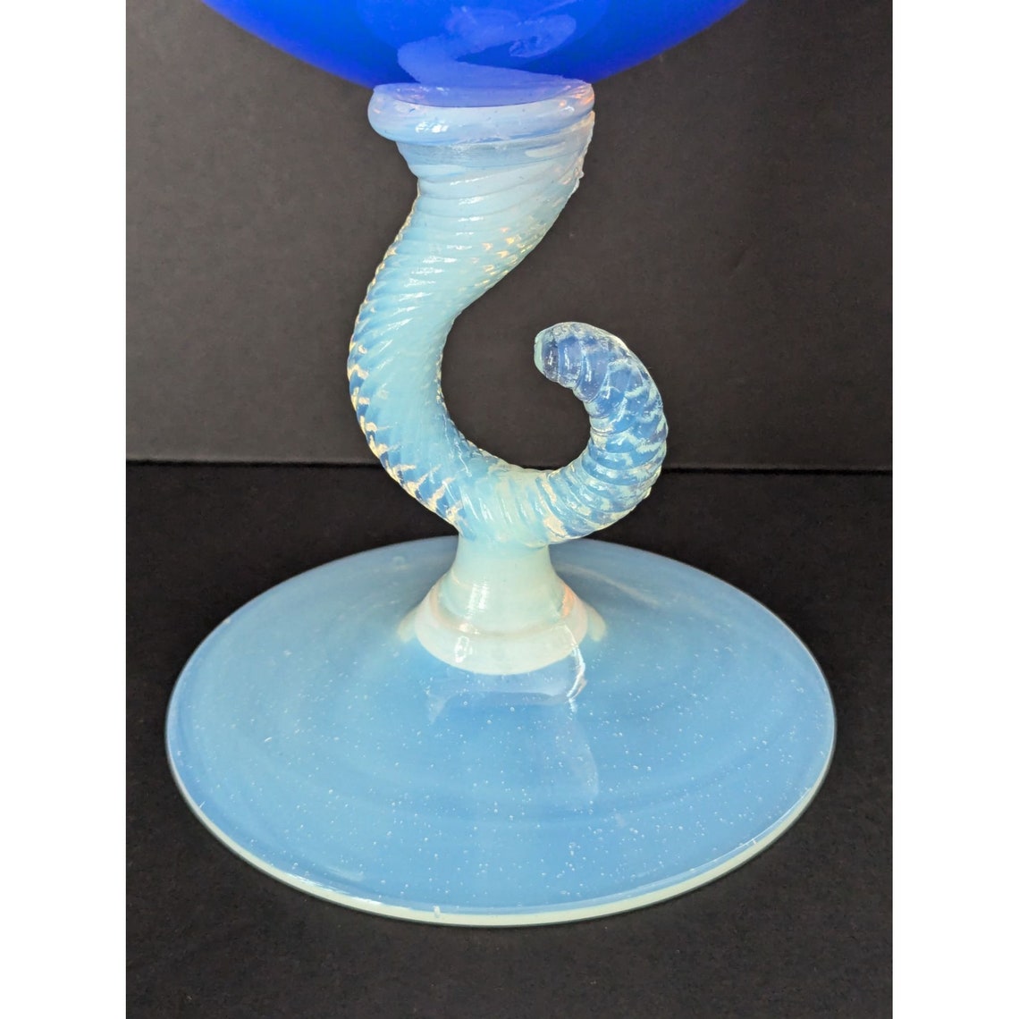 Empoli Stelvia Romantica Blue Opaline Glass Vase With Twisted Hook Stem ...