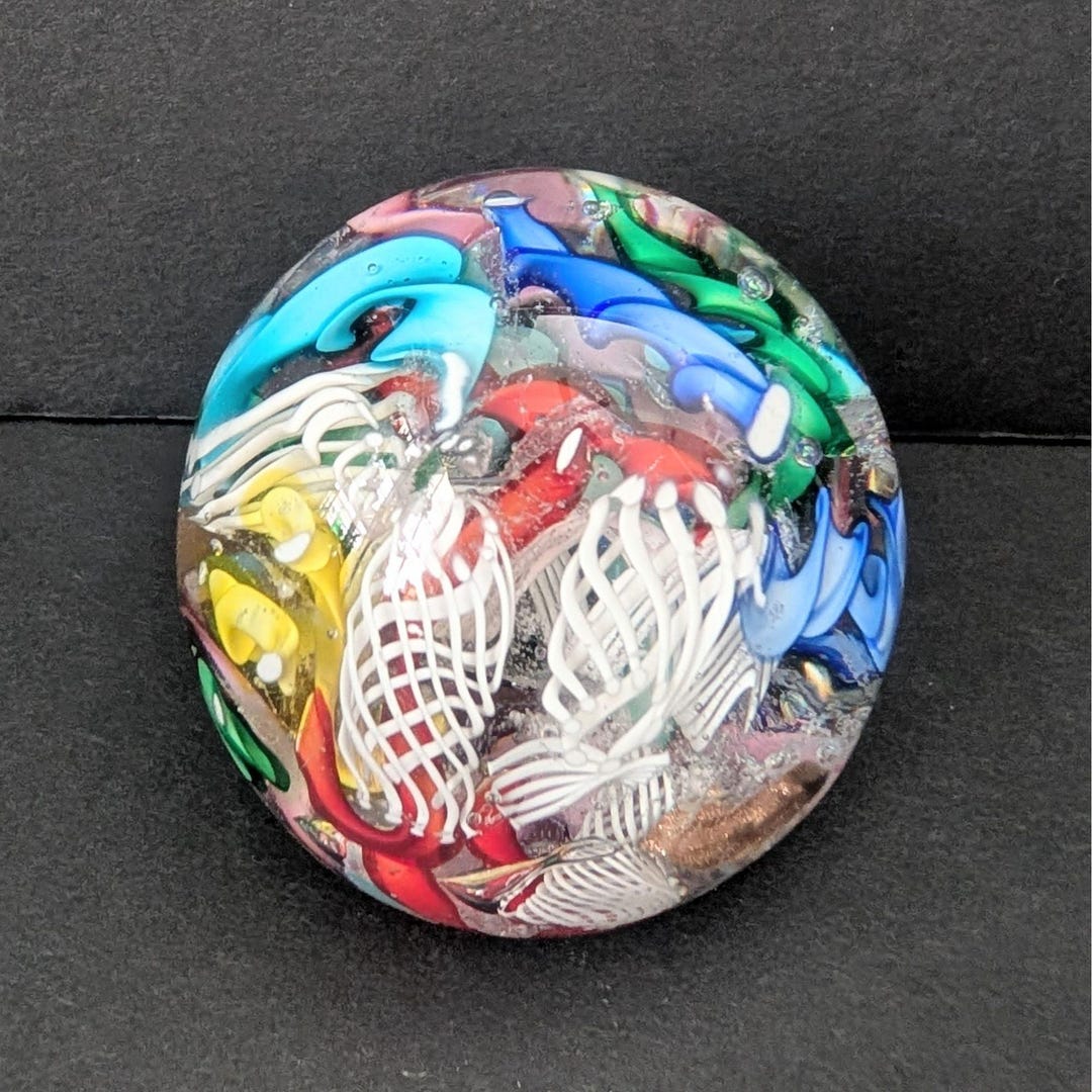 Vtg Murano Scrambled Latticino Ribbon Colorful Art Glass Paperweight - Etsy