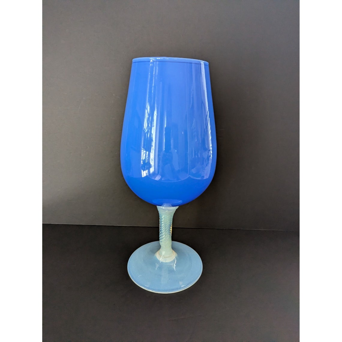 Empoli Stelvia Romantica Blue Opaline Glass Vase With Twisted Hook Stem ...
