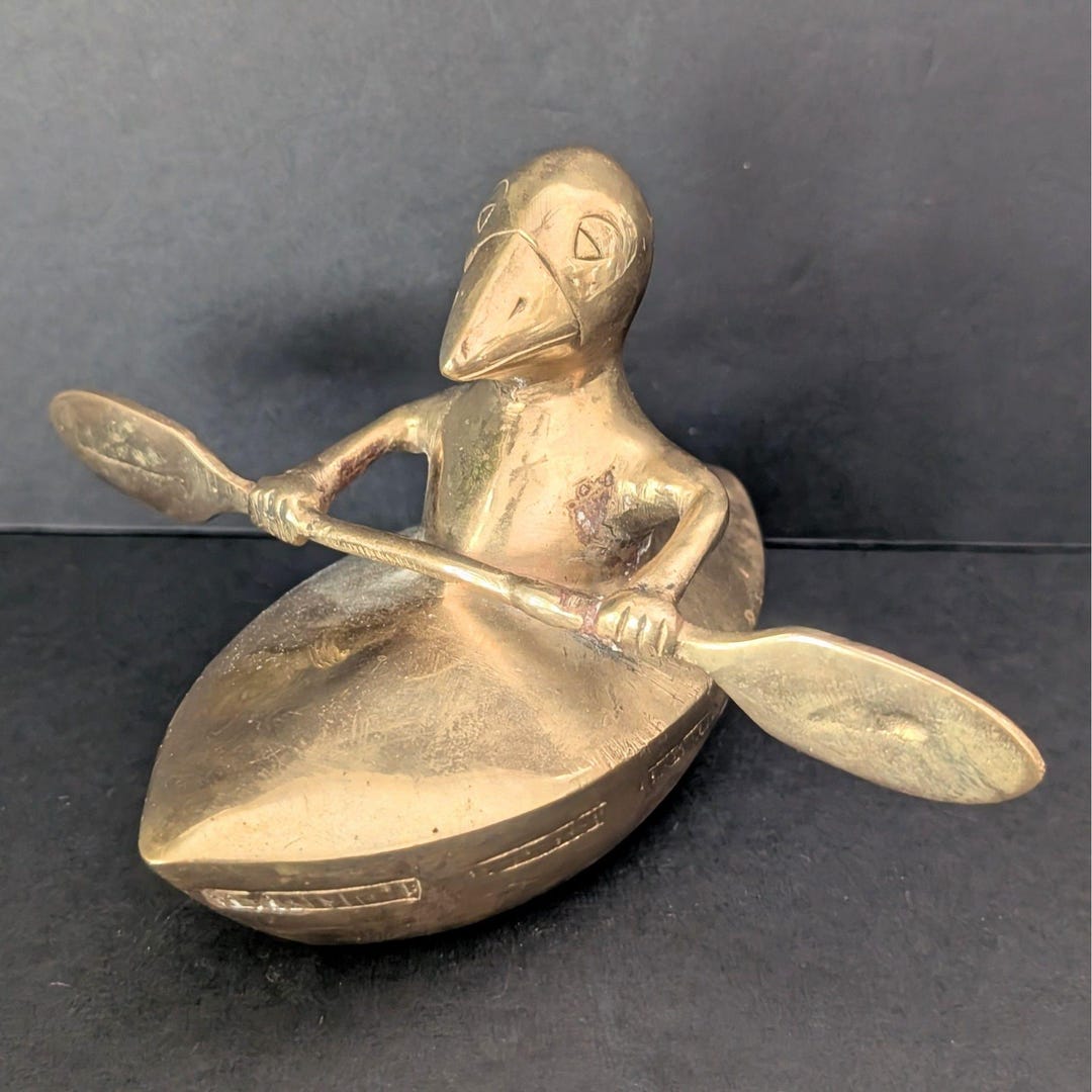 Vintage Brass Duck Rowing Boat Kayak Figurine Made in India - Etsy
