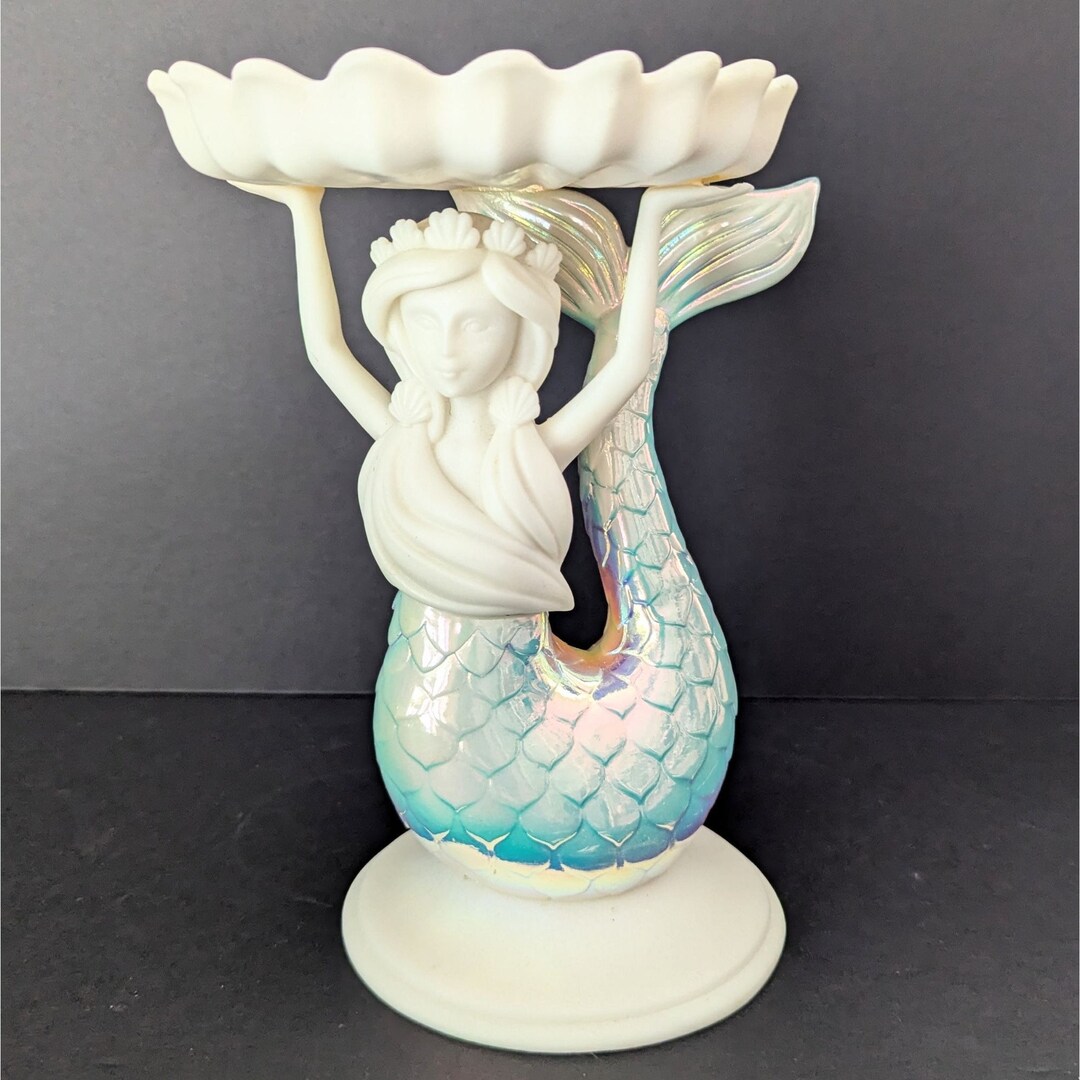 Bath & Body Works Iridescent Mermaid Pedestal 3 Wick Candle Holder 7.5 ...