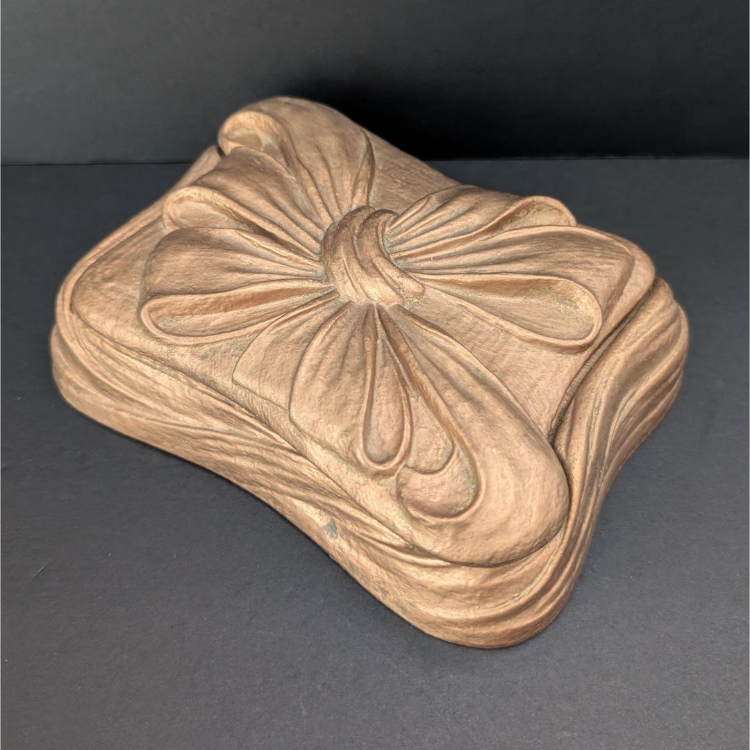 Vintage Syroco Gold Bow Design Trinket Box With Lid - Etsy