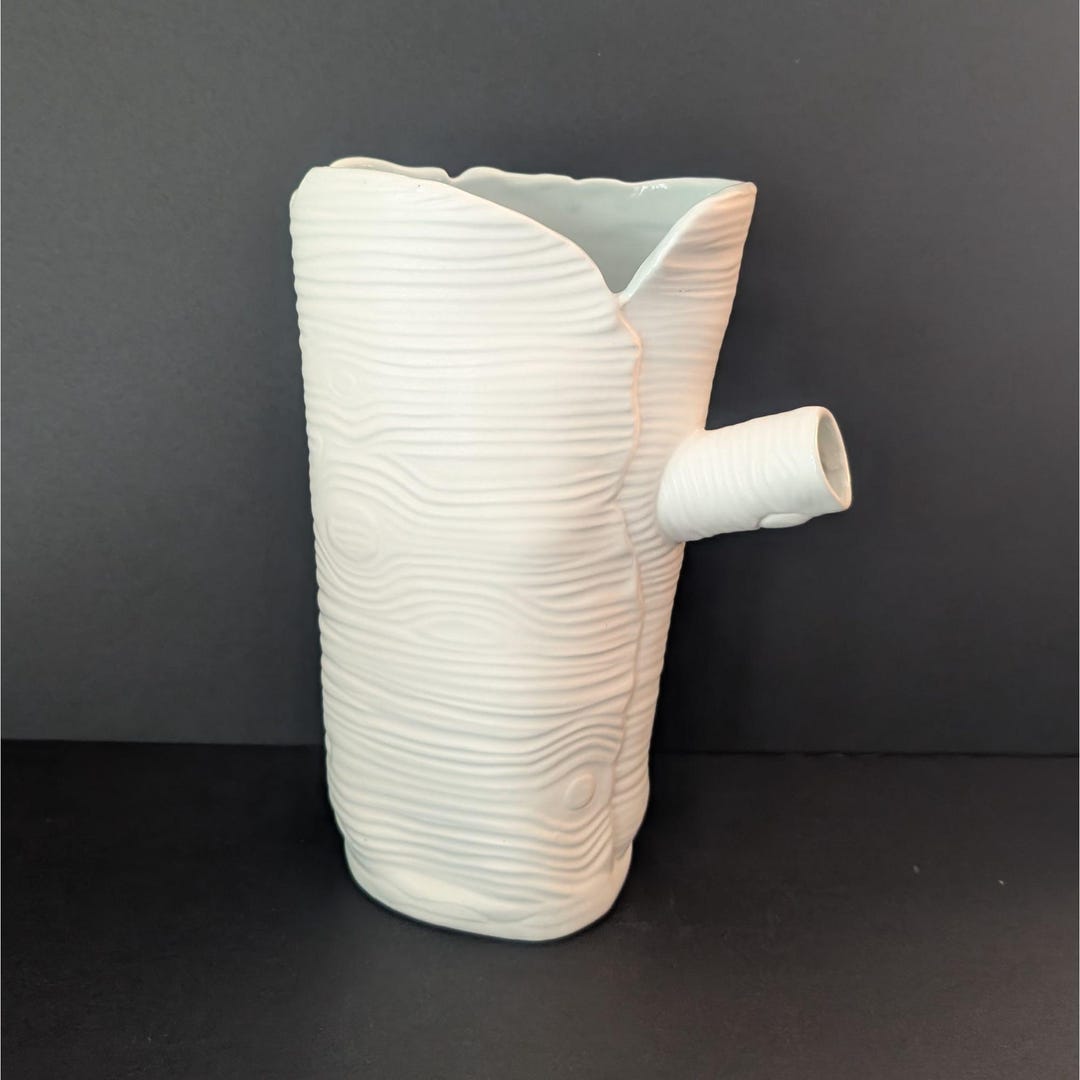 Sherry Olsen for Anthropologie White Woodland Bark Tree Stump 9" Vase ...