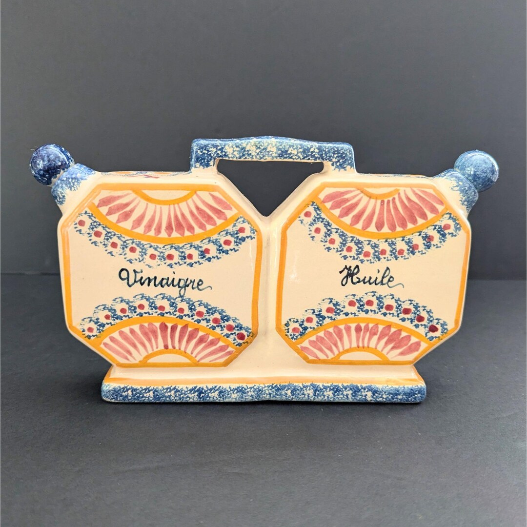RARE Vintage Henriot Quimper French Faience Pottery Flat Oil and ...