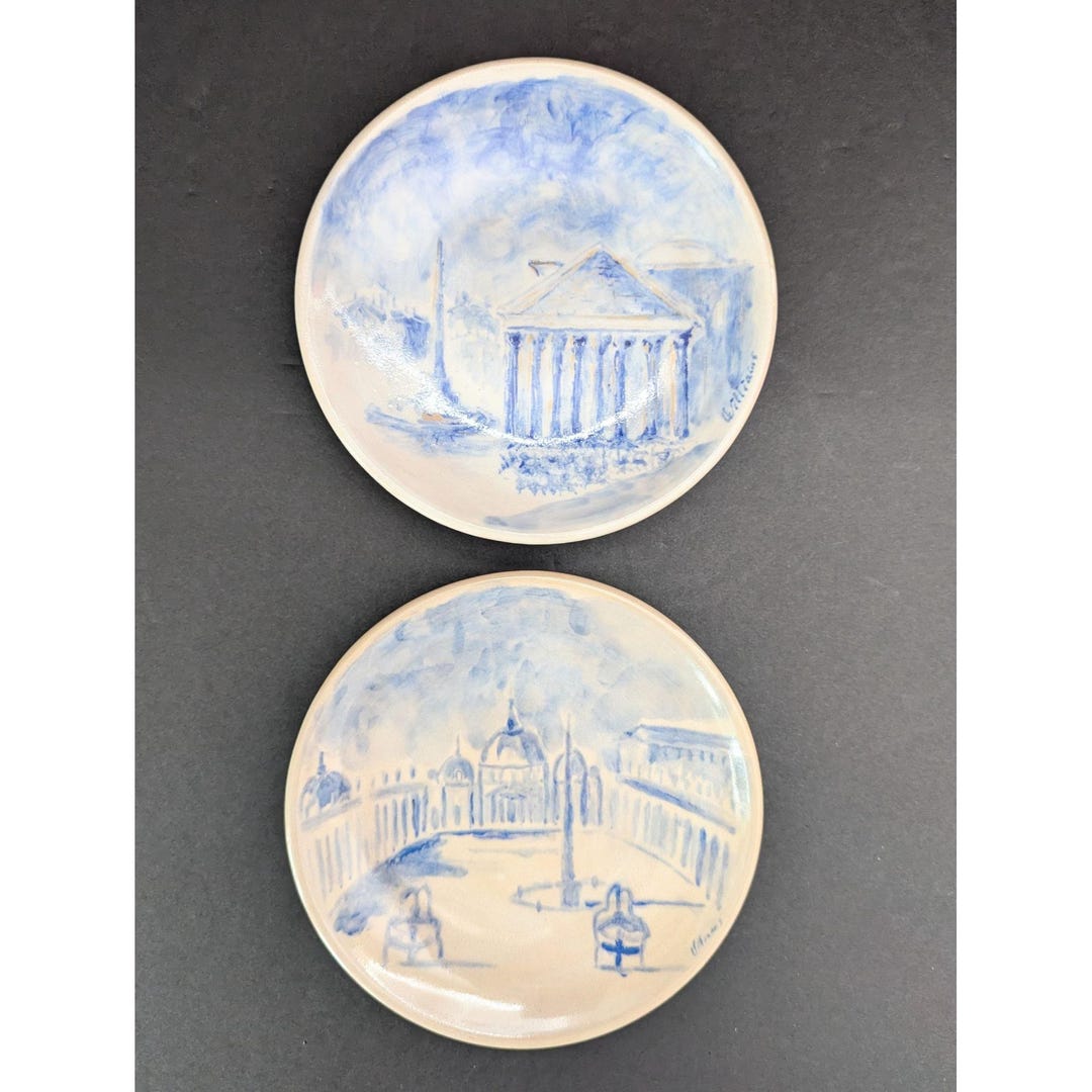 Hand Painted Roma Plates by Art Gallery La Paloma 6 Blue and White Rome ...