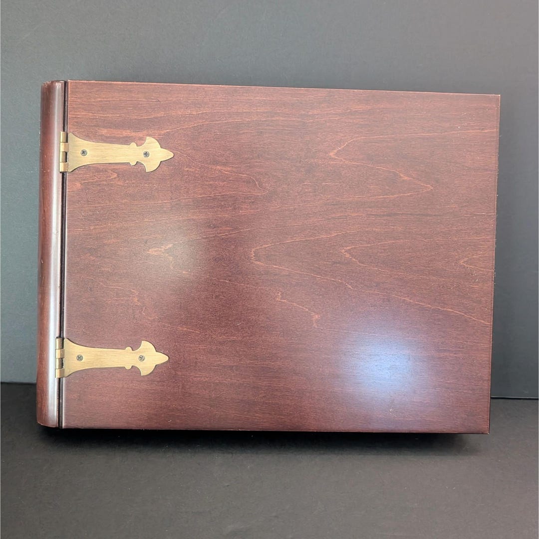 Vtg Bombay Company Wood Keepsake Box Felt Lined Brass Hinges 12"x9.25 ...