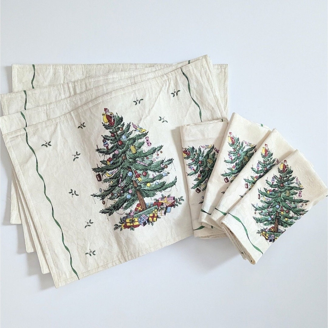 Set of 4 Spode Christmas Tree Cloth Placemats and Napkins - Etsy