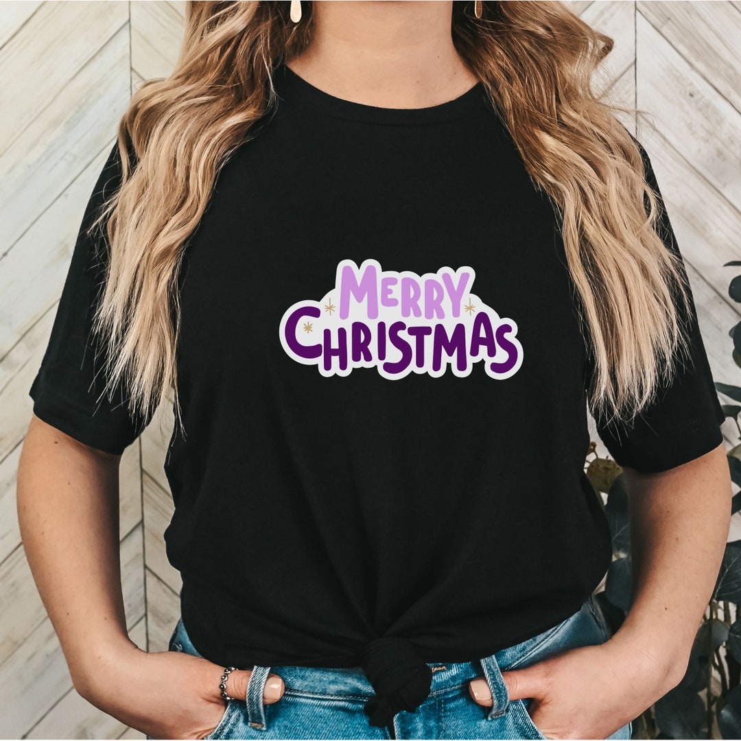 Purple Merry Christmas Shirt Christmas Sticker Shirt Cute - Etsy