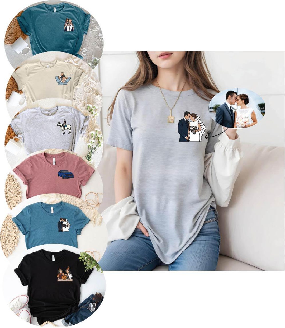 Custom Family Portrait Shirt, Custom Portrait Outline Shirt, Custom ...