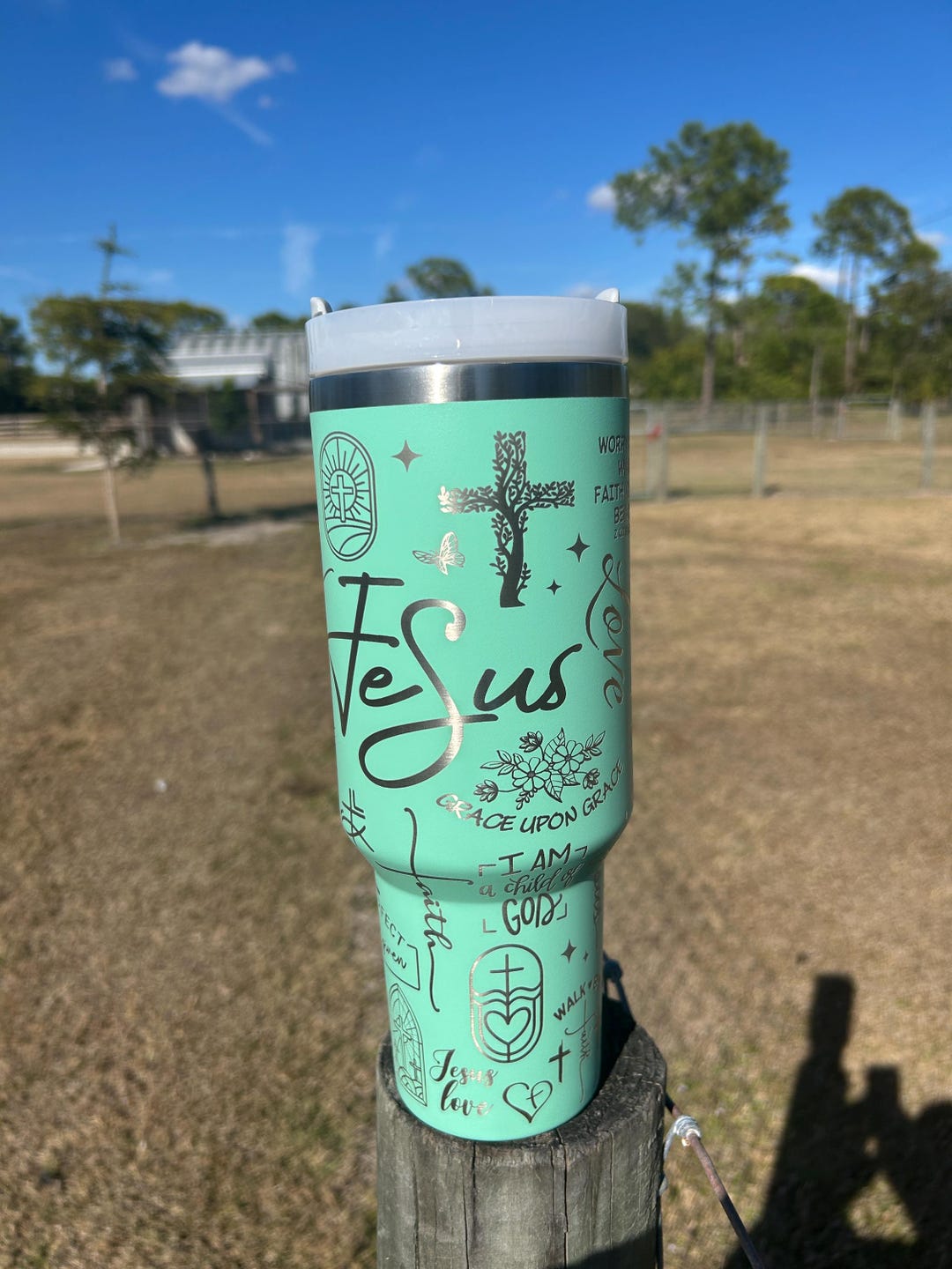 Jesus Love Christian Engraved 40 Oz Tumbler Full Wrap Design Veteran ...