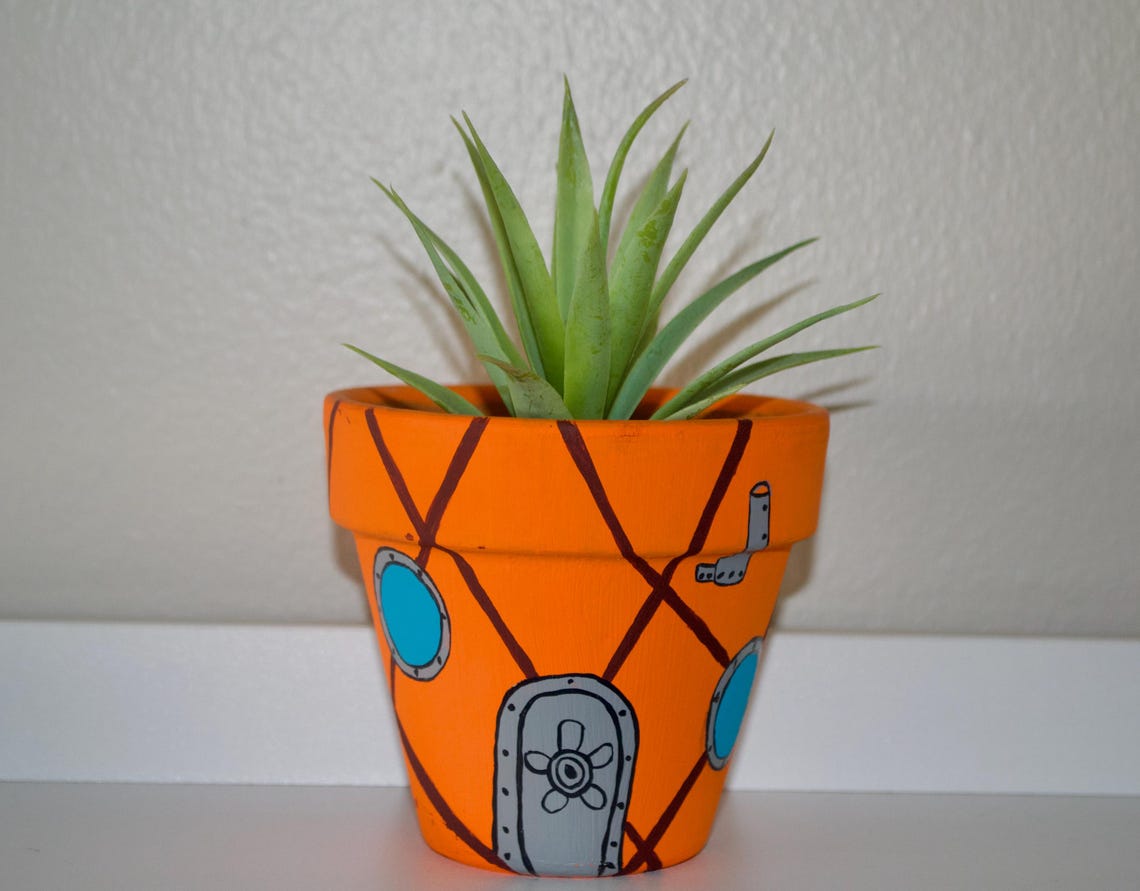 Hand-painted Spongebob Pineapple Pot | 4'" Plant Pot | Cute Cartoon ...