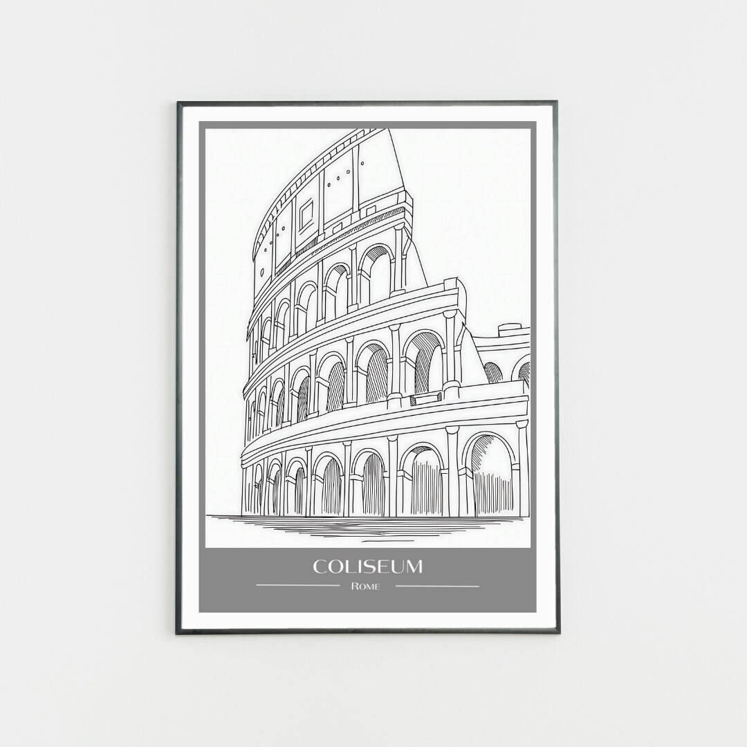 Coliseum Rome Line Art Architecture PRINTABLE Artwork, Downloadable ...