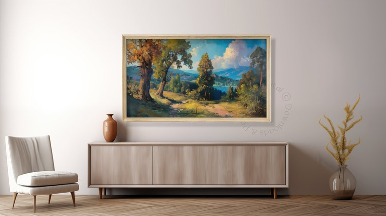 Vintage Countryside Landscape Frame TV Art Scenic Nature Landscape ...