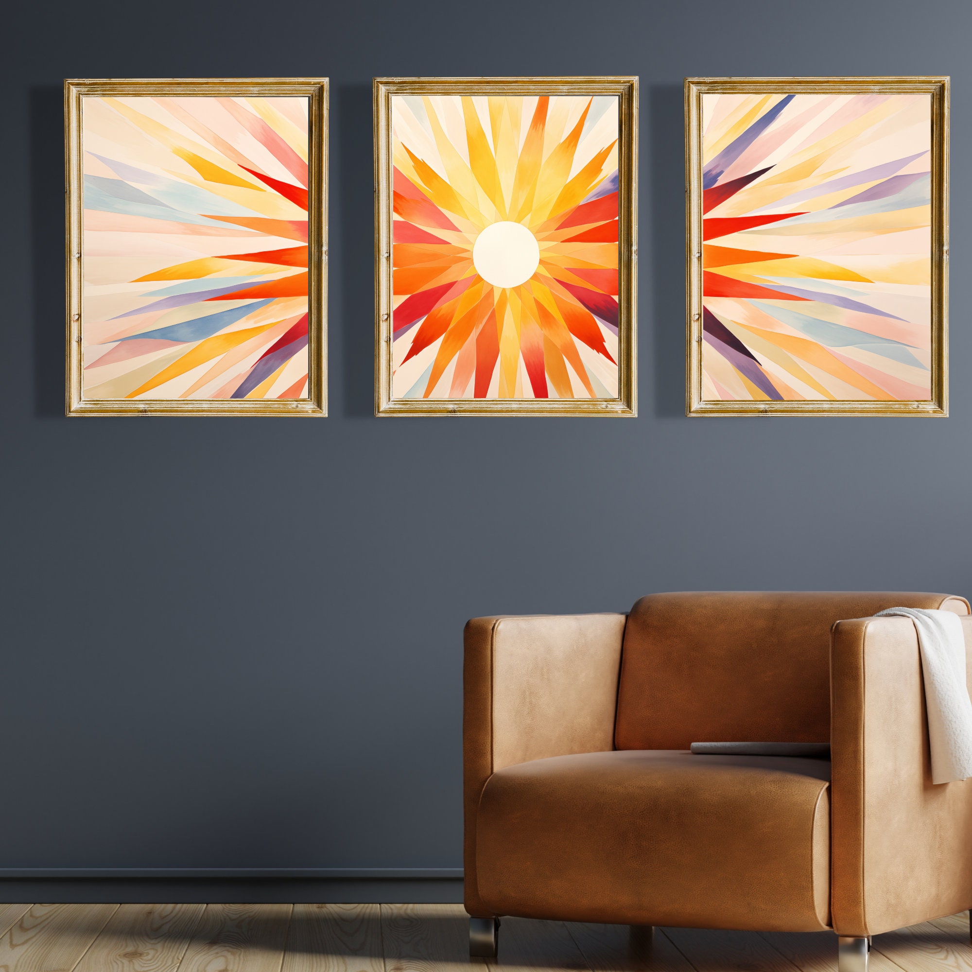 PRINTABLE Watercolor Sun Decor, Set of 3 Abstract Sun Print, Boho ...