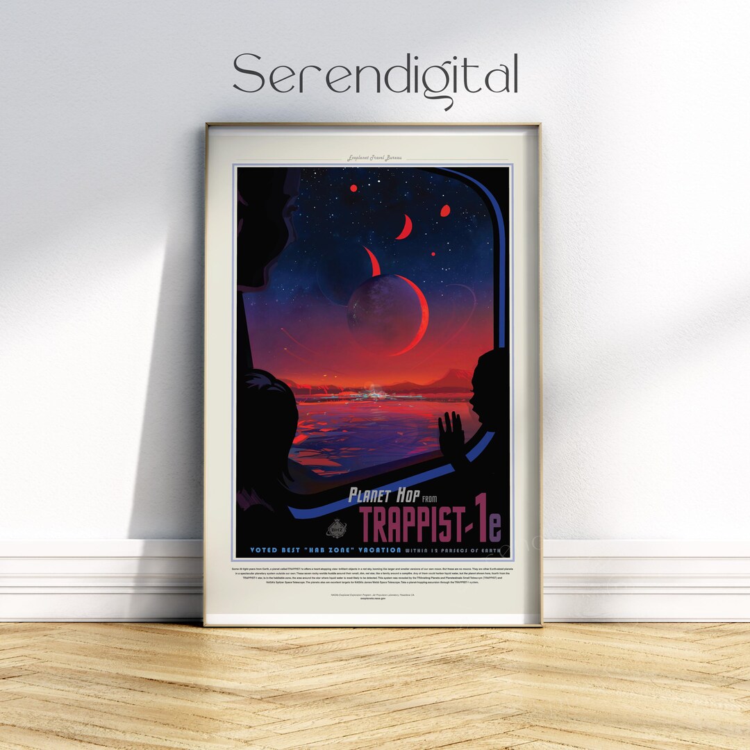 Trappist-1e Travel Poster, Vertical Matte NASA Propaganda Poster, Space ...